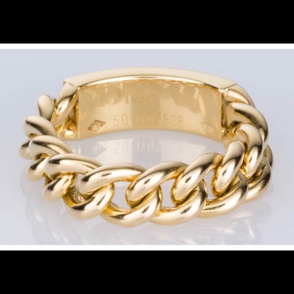 Dior | Jewelry | Dior 8k Gold And Diamond Chain Ring | Poshmark